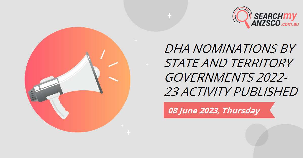 DHA Nominations by State and Territory Governments 2022-23 Activity ... DHA Nominations by State and Territory Governments 2022-23 Activity ...
